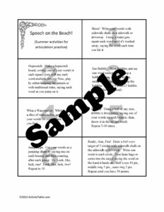 FREEBIE: Speech on the Beach (Summer Activities for Artic Practice at ...