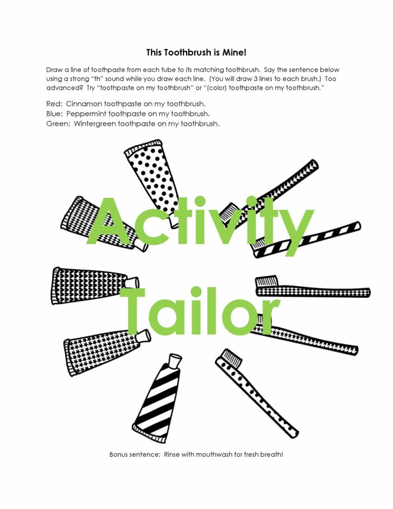 This Toothbrush is Mine (FREE worksheet for "th" carry-over) - Activity ...
