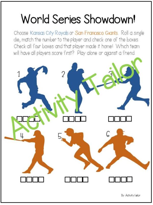 Hello, Sports Fans! and a World Series FREEBIE! - Activity Tailor