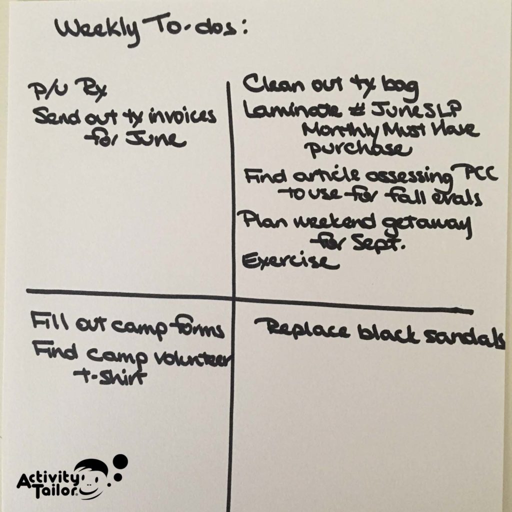 Organization for the SLP: Grid Style to-dos - Activity Tailor