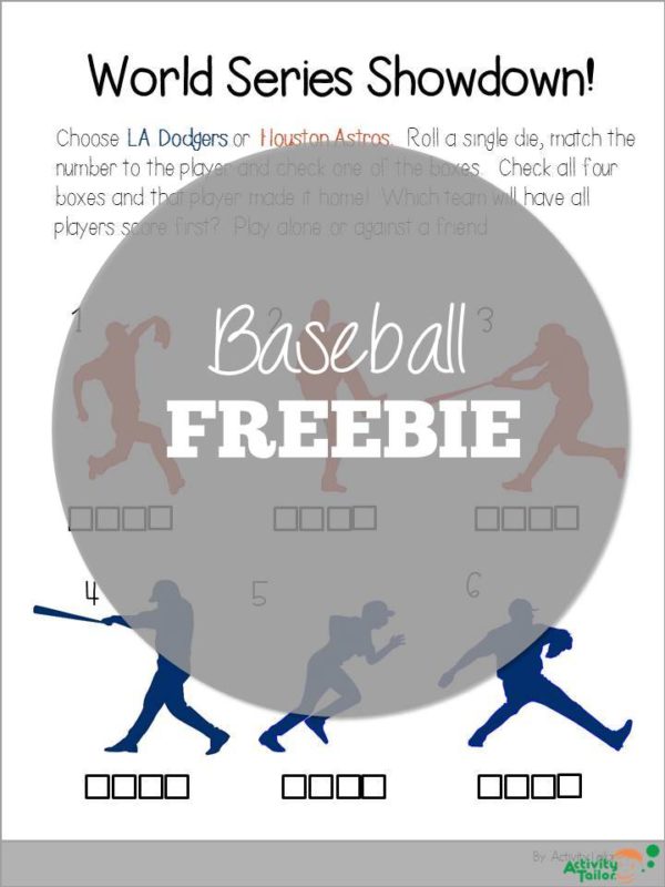 Dodgers vs. Astros Freebie! - Activity Tailor