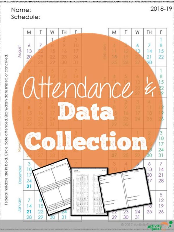 Attendance and Data Collection 2018-19 FREEBIE - Activity Tailor