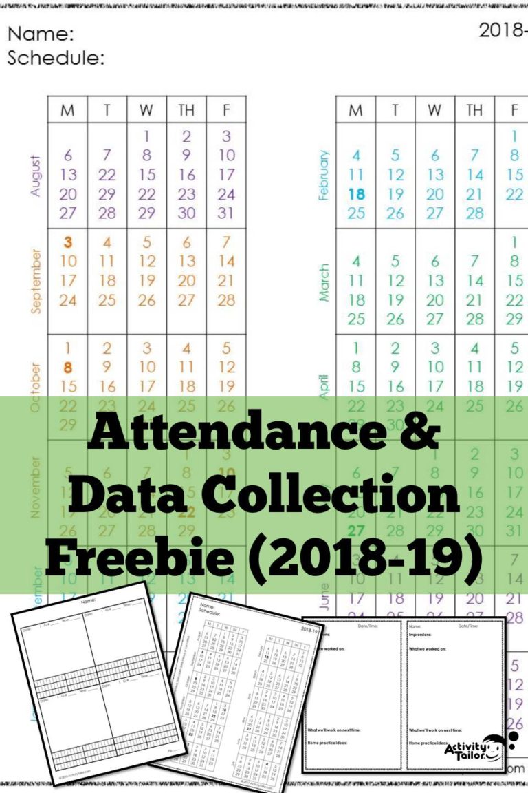 Attendance and Data Collection 2018-19 FREEBIE - Activity Tailor