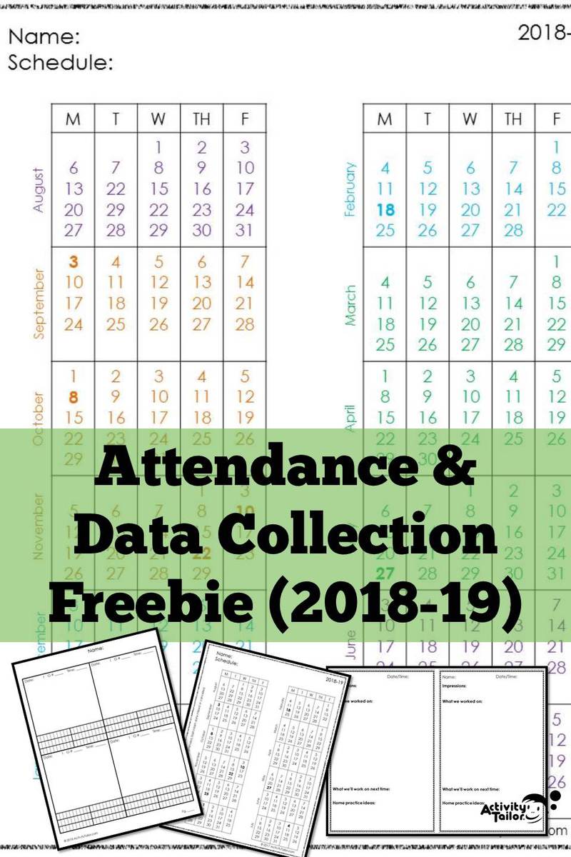 Attendance and Data Collection 2018-19 FREEBIE - Activity Tailor